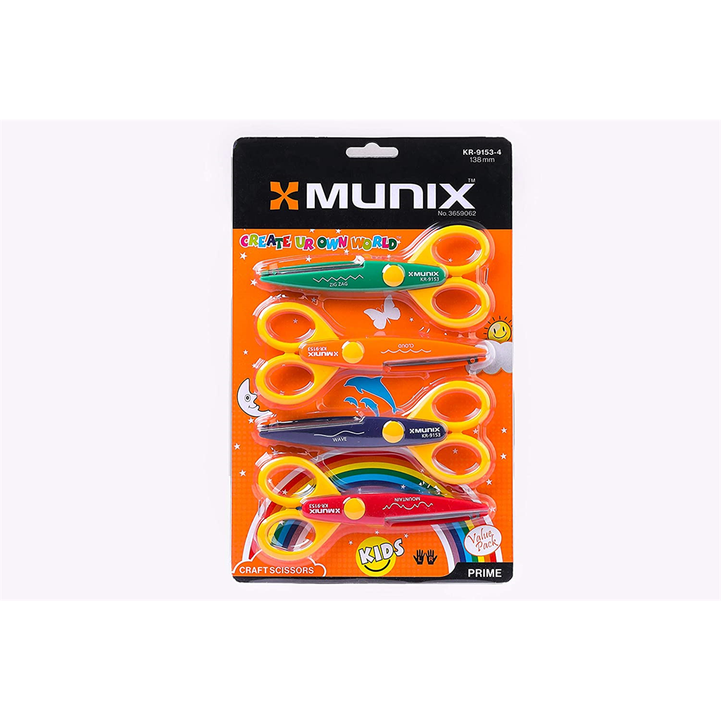 Munix Kids Craft Scissor KR9153 4 Cut Designs - Art & Craft Scissor ...
